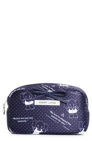 Sandy Liang Smol Canvas Pouch With Elephant Print And Bow Detail