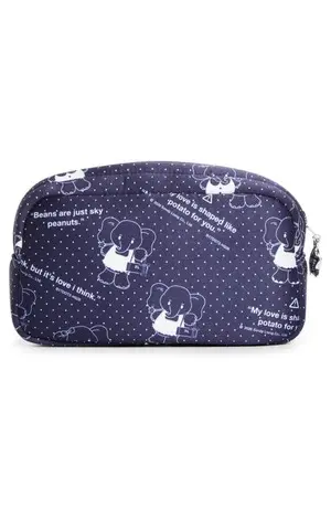 Sandy Liang Smol Canvas Pouch With Elephant Print And Bow Detail