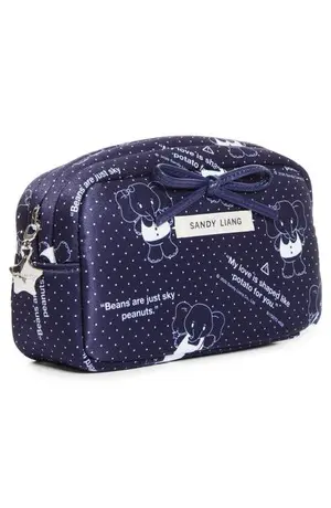 Sandy Liang Smol Canvas Pouch With Elephant Print And Bow Detail