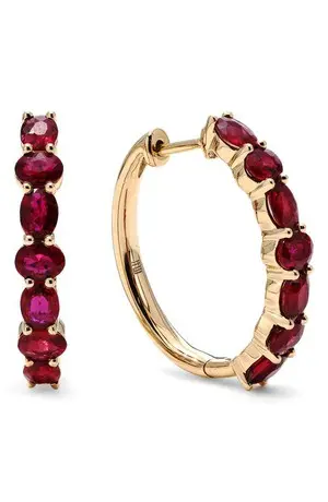 MARK HENRY 18k Gold Hoop Earrings - Ruby