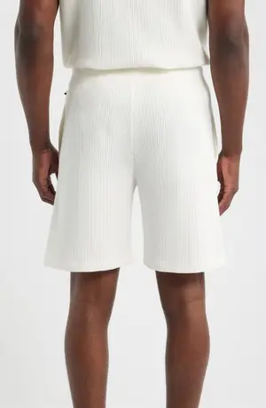 BOSS Textured Knit Drawstring Shorts - Natural