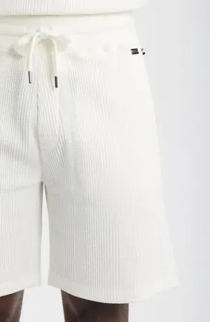 BOSS Textured Knit Drawstring Shorts - Natural