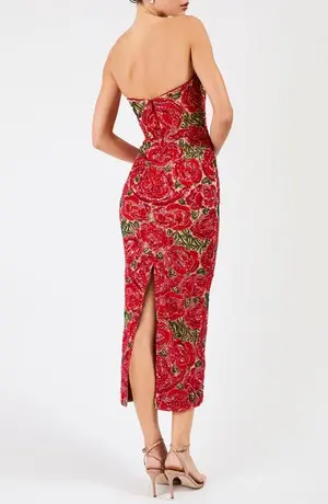 HELSI Victoria Sequin Floral Strapless Dress