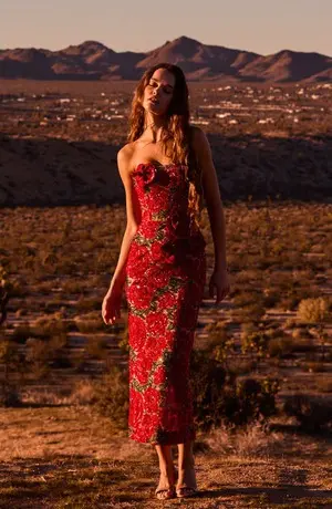 HELSI Victoria Sequin Floral Strapless Dress