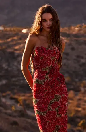 HELSI Victoria Sequin Floral Strapless Dress