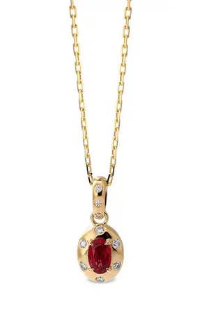 MARK HENRY Aurum Petite Oval Pendant Necklace - Ruby