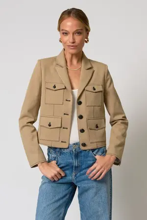 Central Park West Paulie 4 Pocket Jacket - Khaki