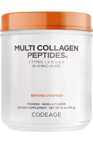 CODEAGE Multi Collagen Peptides Vanilla, 5 Types, Grass-fed