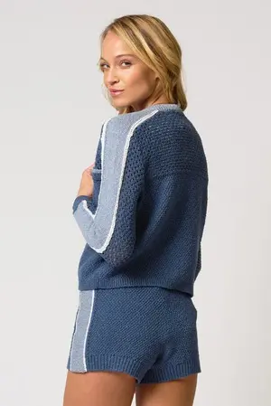 Central Park West Raya Mixed Stitch Zip Cardigen