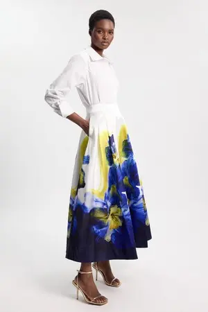 Karen Millen Floral High Waist A-line Skirt