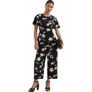 PHASE EIGHT Jolie Floral Jumpsut - Black/ivory