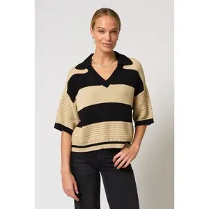 Central Park West Dean Mixed Stitch Rugby Sweater
