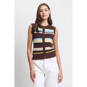 Central Park West Sleeveless Button-front Knit Vest