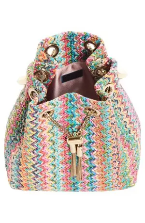JIMMY CHOO Bon Bon Woven Bucket Bag