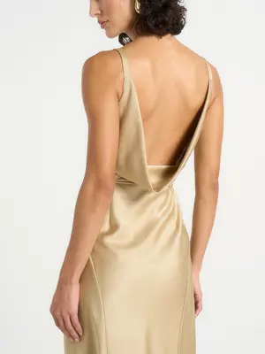 Manière De Voir Maniera De Voir Saffron Satin Belted Maxi Dress - Gold