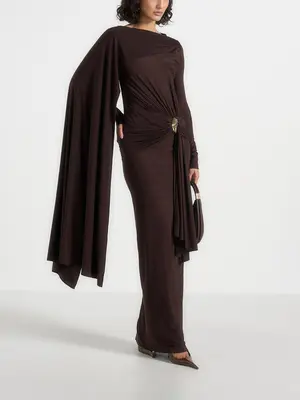 Manière De Voir Maniere De Voir Edena Asymmetric Draped Maxi Dress - Brown