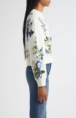 Alice + Olivia Russell Sequin Embellished Floral Sweatshirt