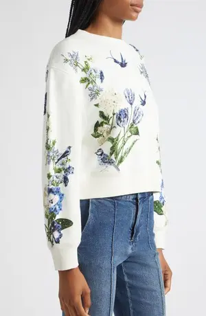 Alice + Olivia Russell Sequin Embellished Floral Sweatshirt
