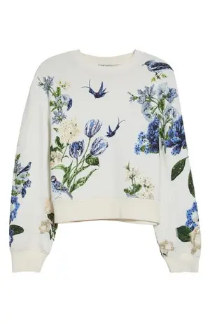 Alice + Olivia Russell Sequin Embellished Floral Sweatshirt