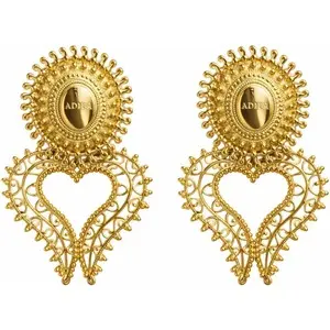 ADIBA ADIBA 18k Gold Plated Brass Heart Shaped Dangle Earrings