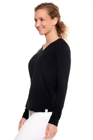 Coolibar Morada V-neck Long Sleeve T-shirt - Black