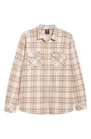 Rip Curl Griffin Plaid Cotton Flannel Button-up Shirt - Stone