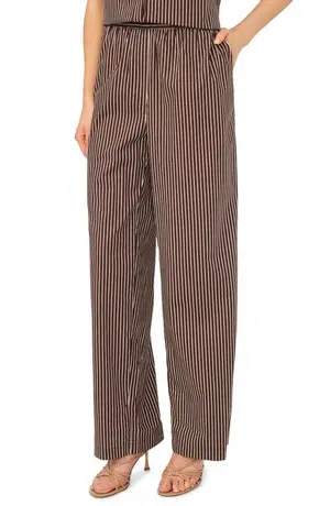 Halogen Striped Pull On Pants With Side Slits - Chicory Coffee