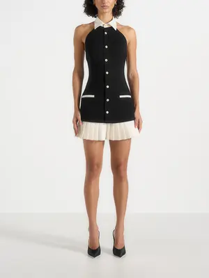 Manière De Voir Maniere De Voir Halterneck Pleated Mini Dress - Black