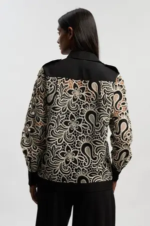 Karen Millen Cutwork Detail Long Sleeve Shirt
