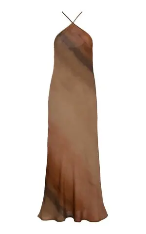 ANEMOS Anemos Bias-Cut Halterneck Midi Dress With Abstract Print
