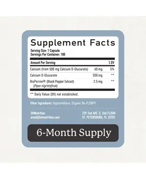 SMNUTRITION Calcium D-glucarate 500mg Supplement For Hormone And Liver Support