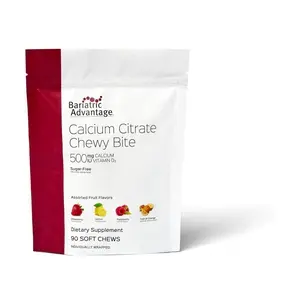 BARIATRIC ADVANTAGE Calcium Citrate Chewy Bites 500 Milligram Highly Absorbable And Digestible Vitamin D3 Easily Chewable Calcium Supplement - No Color