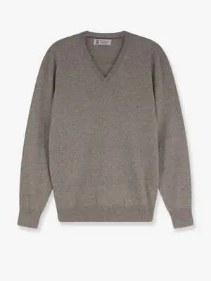 Brunello Cucinelli V-neck Long Sleeve Cashmere Sweater - Multicolor