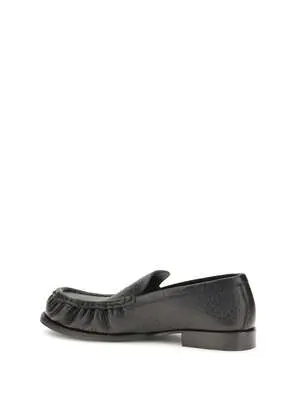 Dries Van Noten Grained Leather Loafers With Square Toe And Block Heel - Black