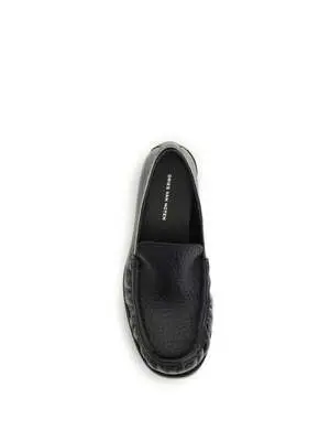 Dries Van Noten Grained Leather Loafers With Square Toe And Block Heel - Black