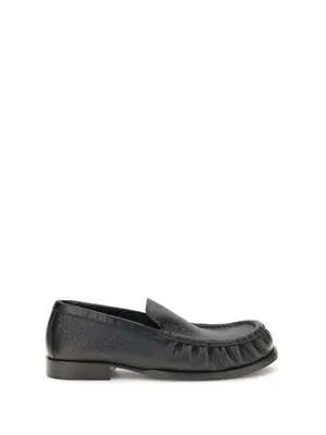 Dries Van Noten Grained Leather Loafers With Square Toe And Block Heel - Black