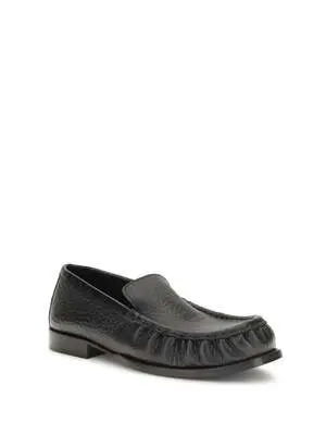 Dries Van Noten Grained Leather Loafers With Square Toe And Block Heel - Black