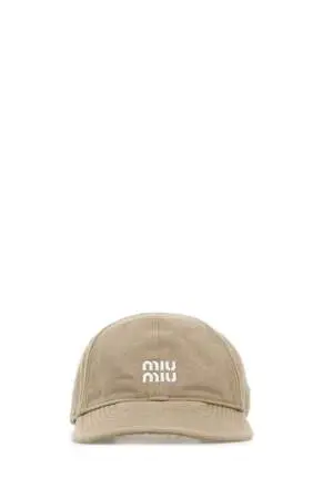 Miu Miu Beige Cotton Baseball Cap - Brown