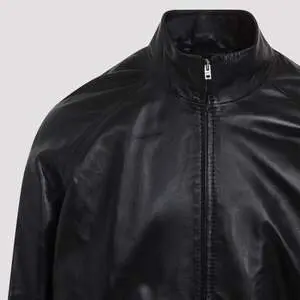 Acne Studios Leather Bomber Jacket - Black