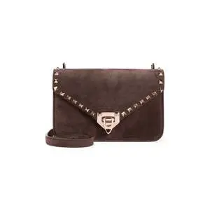 Valentino Garavani Rockstud Suede Shoulder Bag - Brown