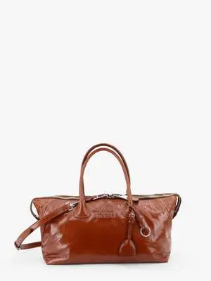 Miu Miu Shiny Leather Handbag With Front Lettering Logo - Multicolor