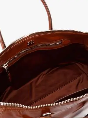 Miu Miu Shiny Leather Handbag With Debossed Logo - Multicolor