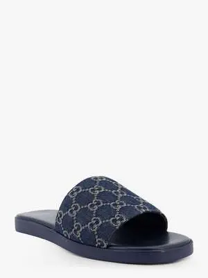 Gucci Gg Motif Denim Slides - Multicolor