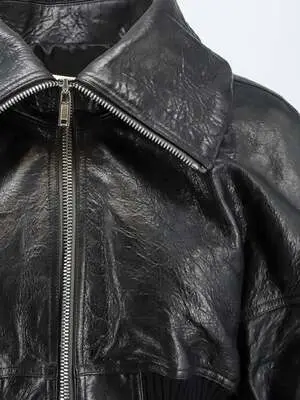 Rick Owens Dracuflight Cropped Leather Jacket - Black