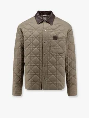 Dior Quilted Shirt Jacket With Leather Collar
