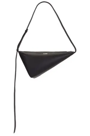 JIL SANDER Leather Triangle Crossbody Bag - Black