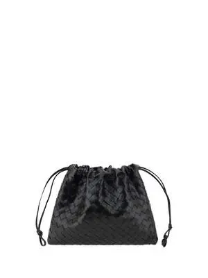 Bottega Veneta Medium Woven Leather Clutch - Black