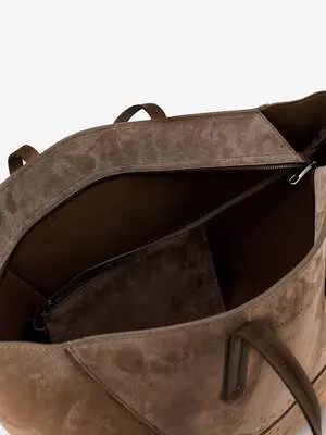 Brunello Cucinelli Bc Duo Suede Shoulder Bag With Engraved Logo