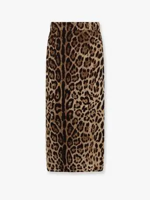 Dolce & Gabbana Stretch Viscose Longuette Skirt With Animal Print - Multicolor