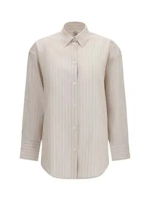 TOTEME Oversized Striped Shirt - Cream